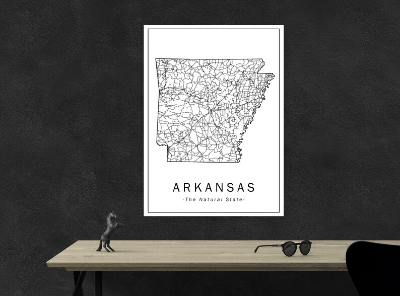 Arkansas Map Print, Map Art, Instant Digital Download, Road Map, the ...