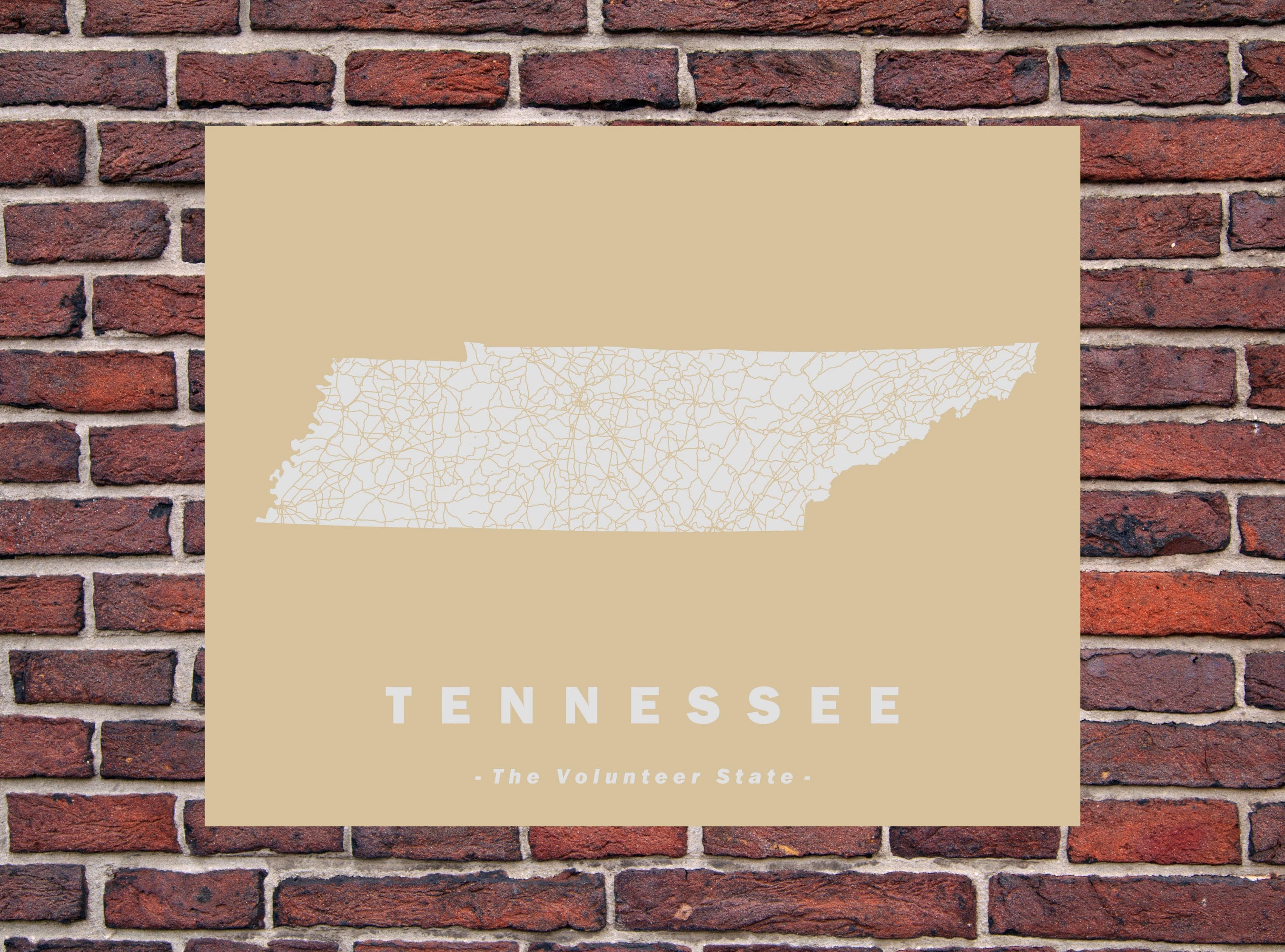 Tennessee Map Art Map Print Road Map the Volunteer State - Etsy