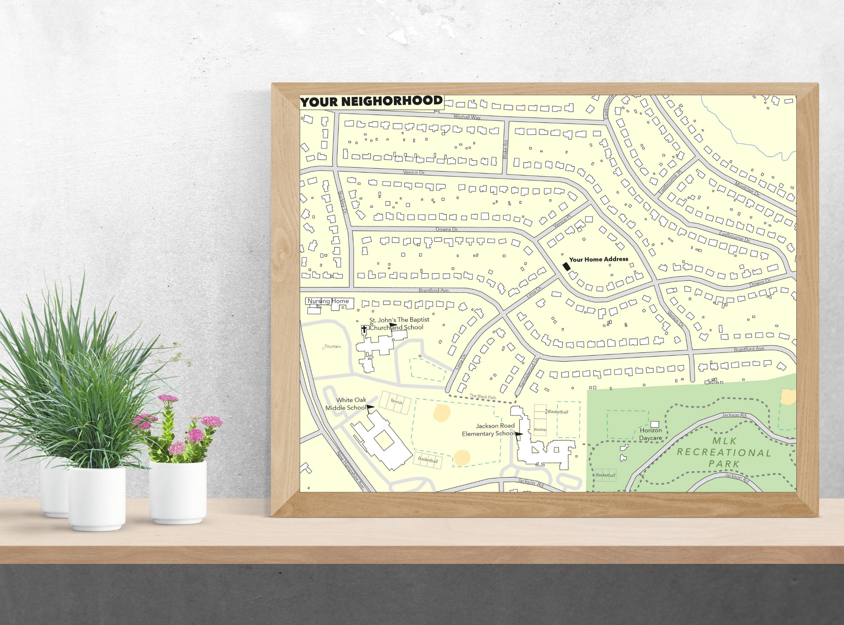 Custom Neighborhood Map, Personalized Map Gift, Map Print, Digital ...