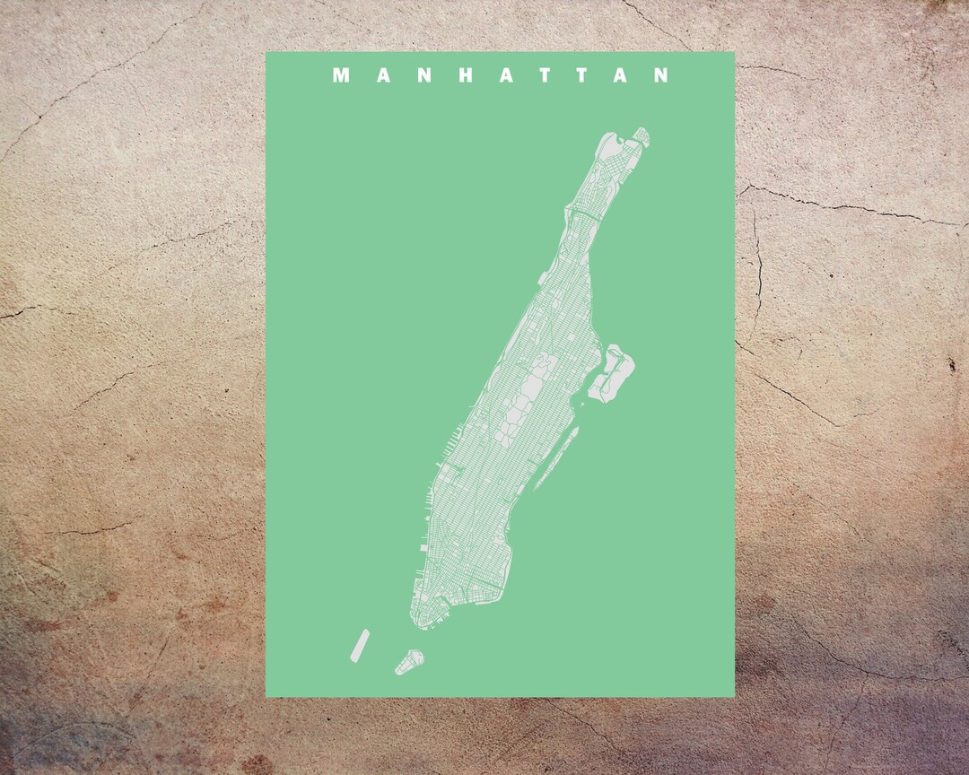 Manhattan Map Print, Road Map, Custom Wall Art, Digital Map, Home ...
