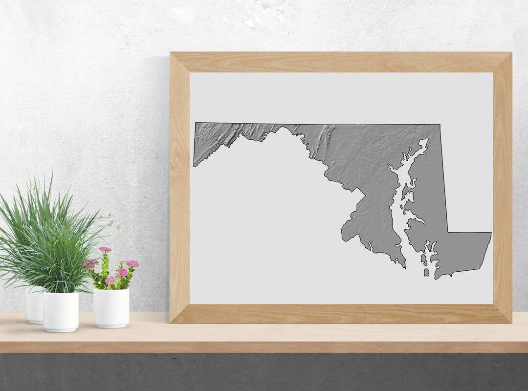 Maryland Elevation Map, Digital Download, Wall Art, Printable, Home ...