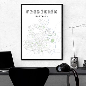 Frederick Map Print, Minimalist Map Art, Frederick MD, Housewarming ...