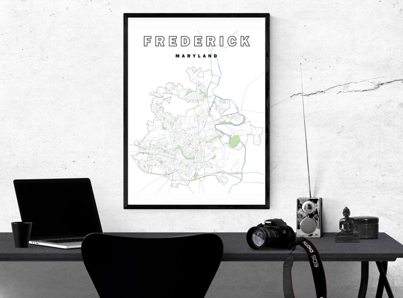 Frederick Map Print, Minimalist Map Art, Frederick MD, Housewarming ...