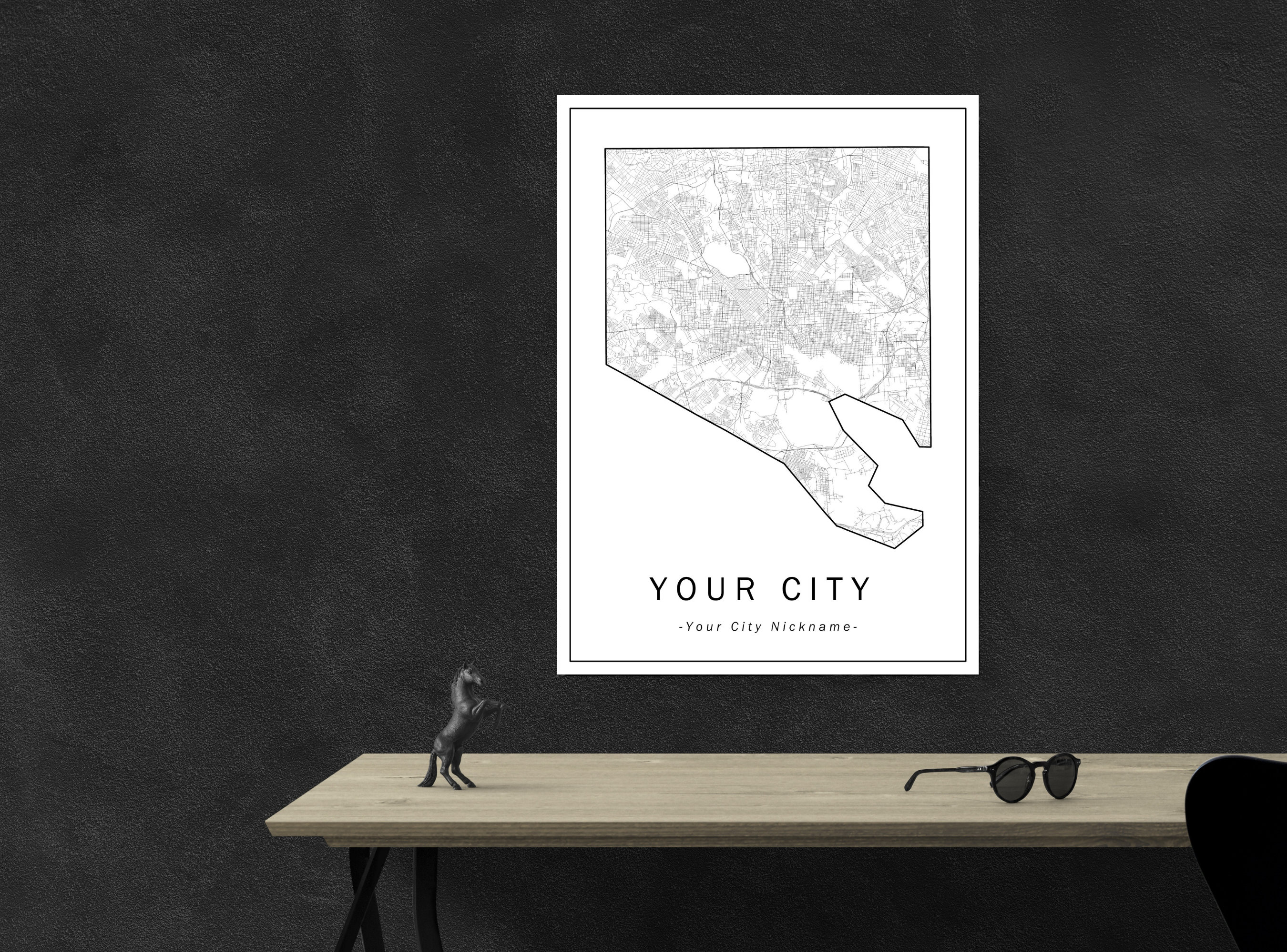 DIGITAL Custom Map Print, Street Map, Any Zipcode County City State ...
