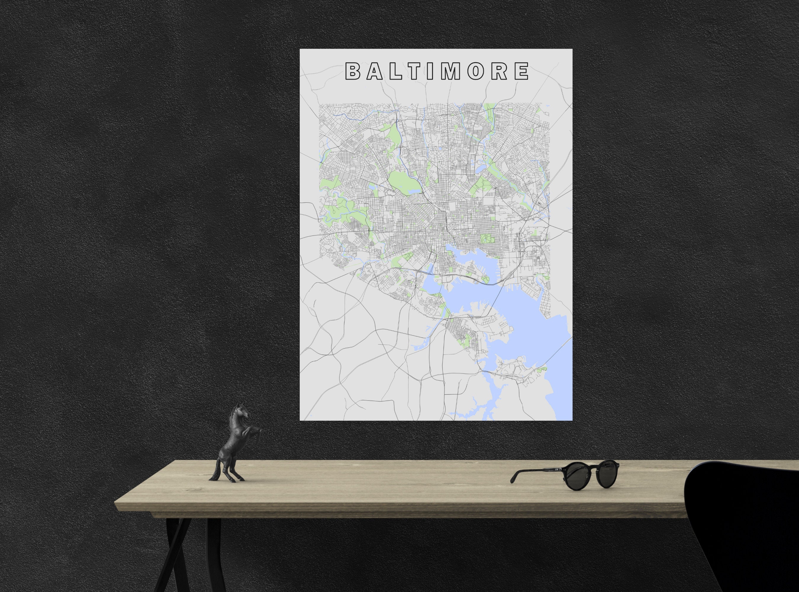 Baltimore Map Print, Map Art, City Street Map, Digital Download, Road ...
