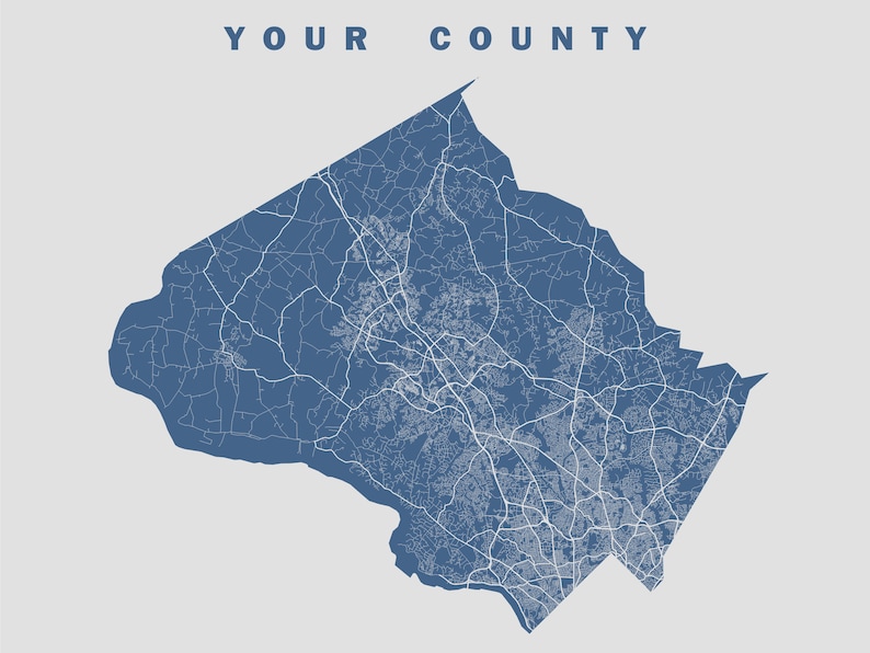 DIGITAL Custom County Map, Map Print, Digital Download, County Road Map ...