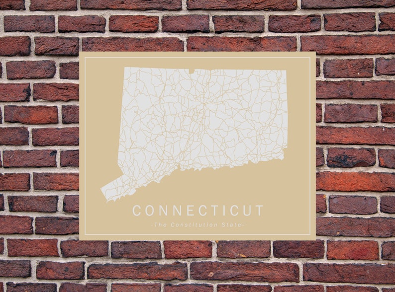 Connecticut Map Print, Map Art, the Constitution State, Road Map, Home ...