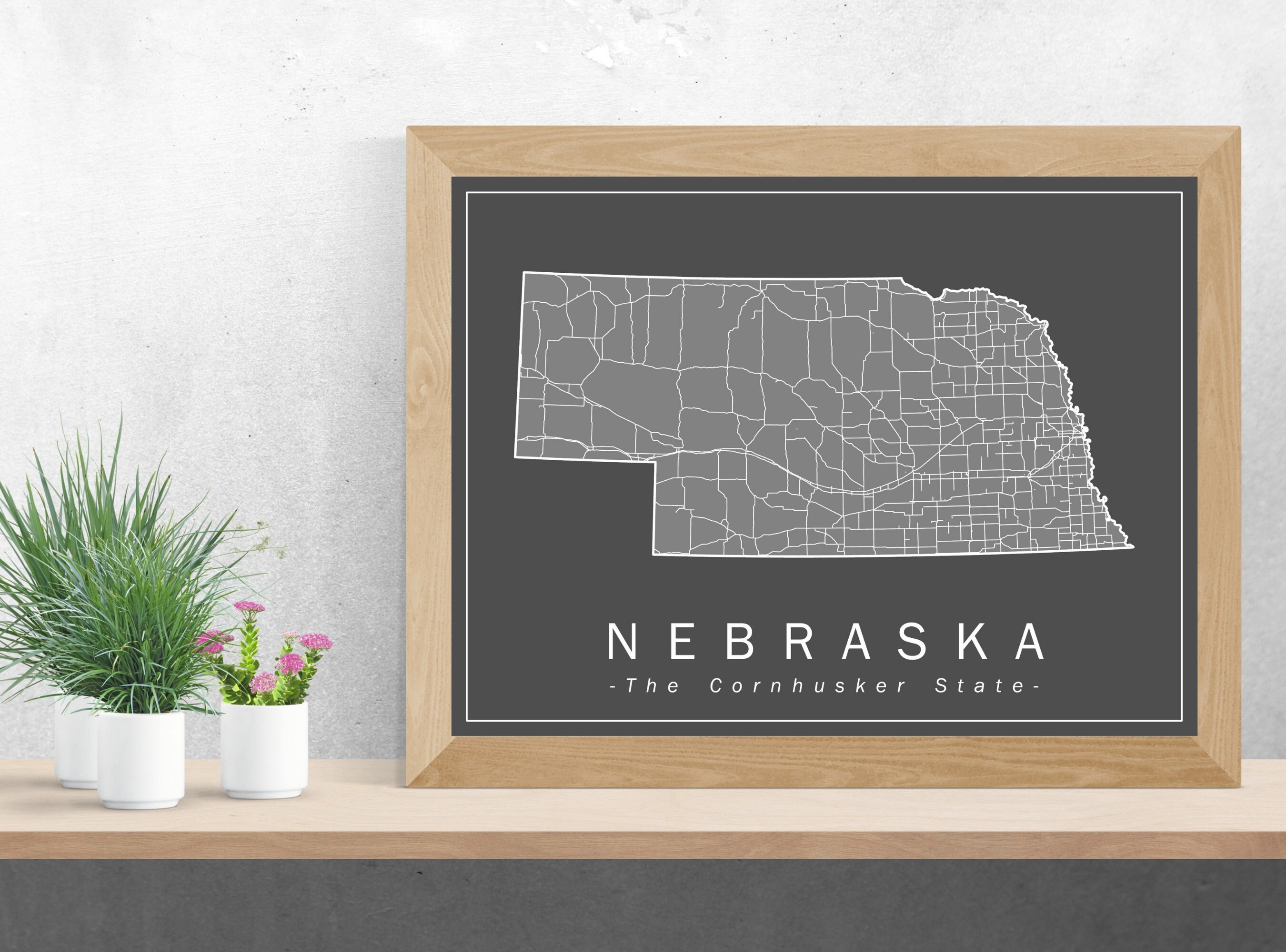 Nebraska Map Print, Map Art, Road Map, the Cornhusker State, Instant ...
