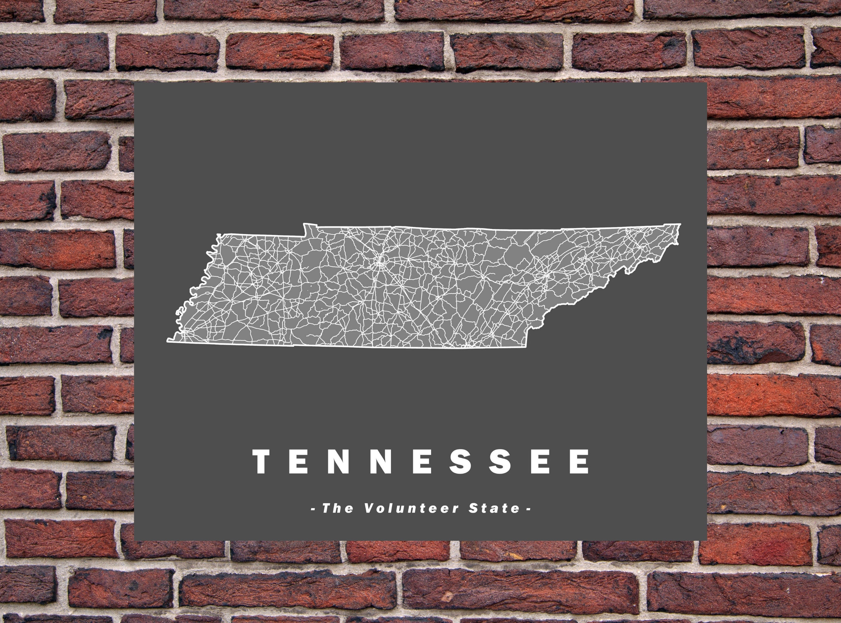 Tennessee Map Art Map Print Road Map the Volunteer State - Etsy