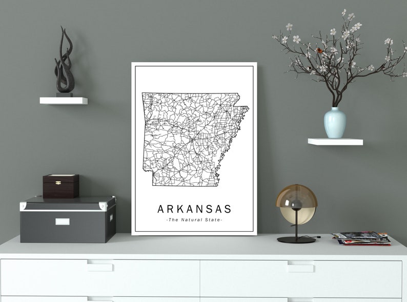 Arkansas Map Print, Map Art, Instant Digital Download, Road Map, the ...