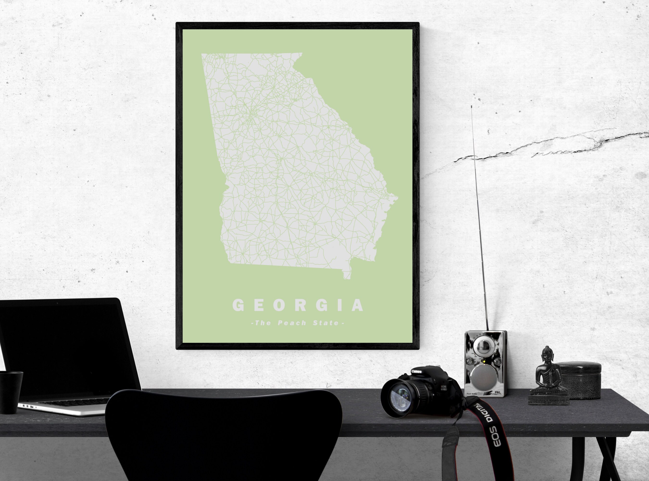 Georgia Map Print, Map Art, the Peach State, Road Map, Wall Map, Home ...