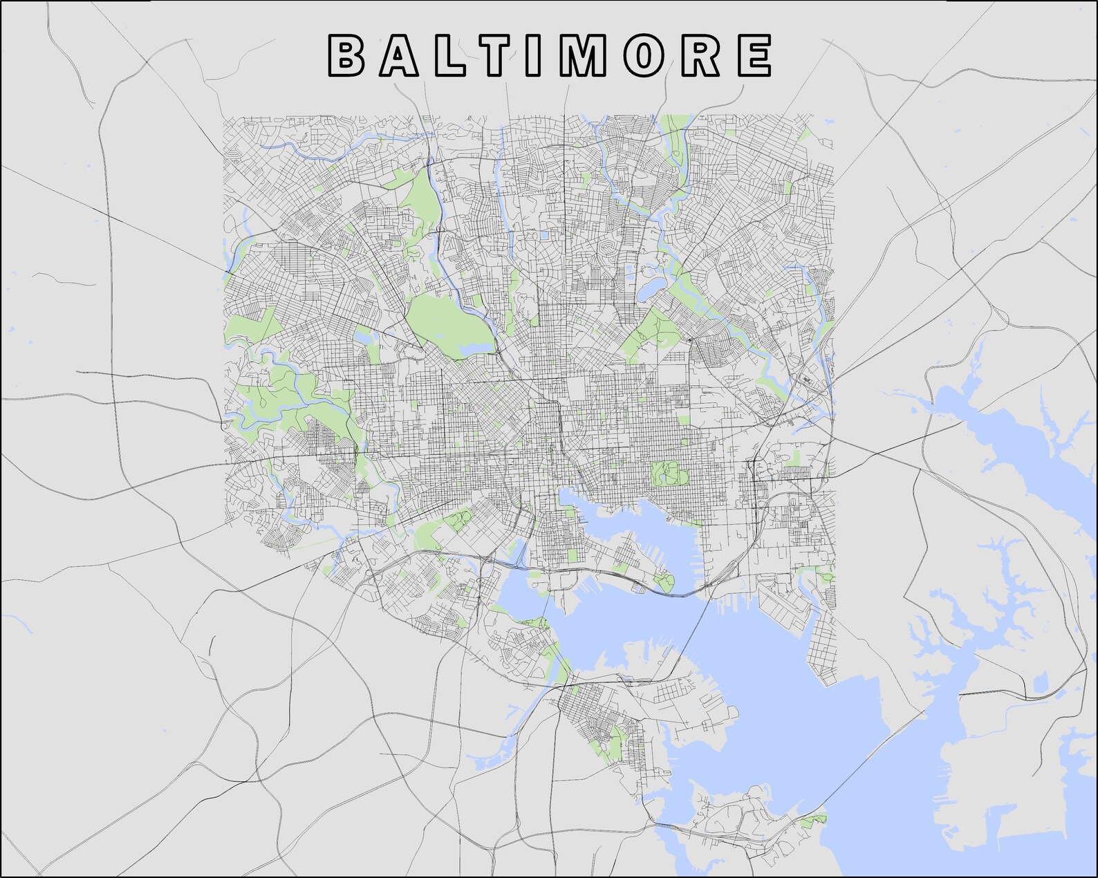 Baltimore Wall Map - Etsy
