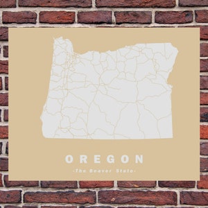 Oregon Map Art, Map Print, Road Map, Digital Download, State Nickname ...