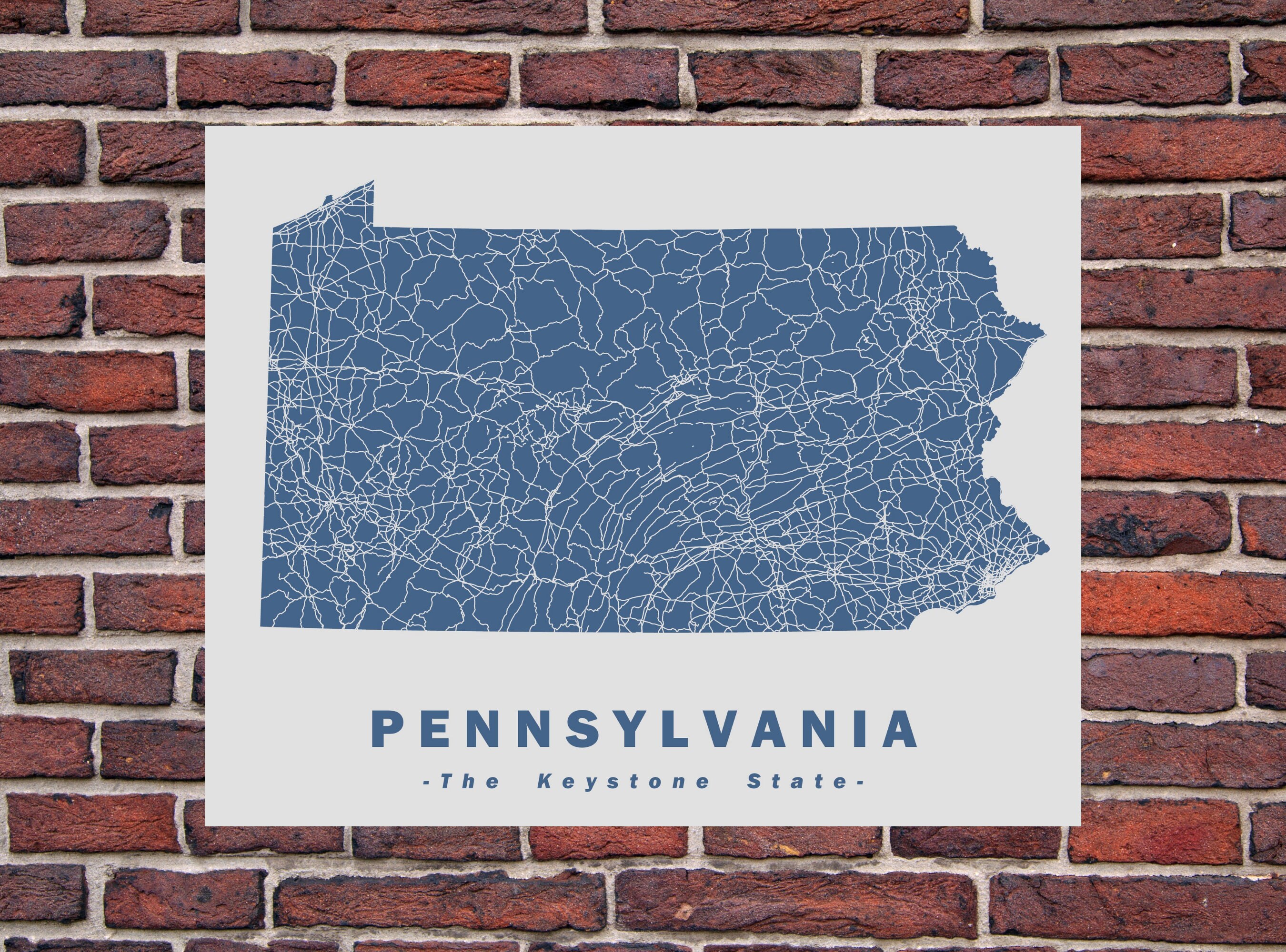 Pennsylvania Map Art, Pennsylvania Map Print, Pennsylvania Road Map ...