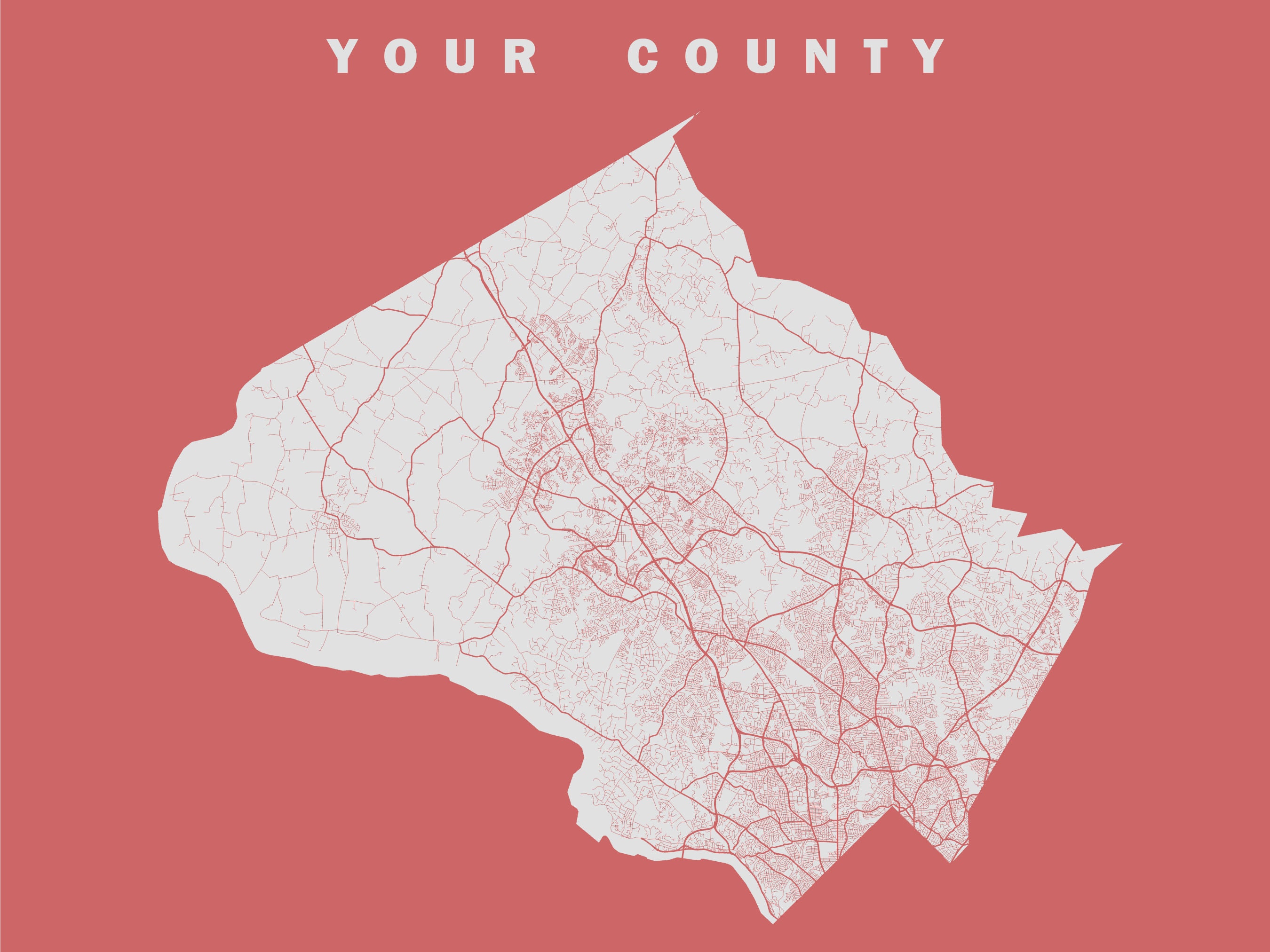 Custom County Road Map, Poster Map, Minimalist Map Print - Etsy