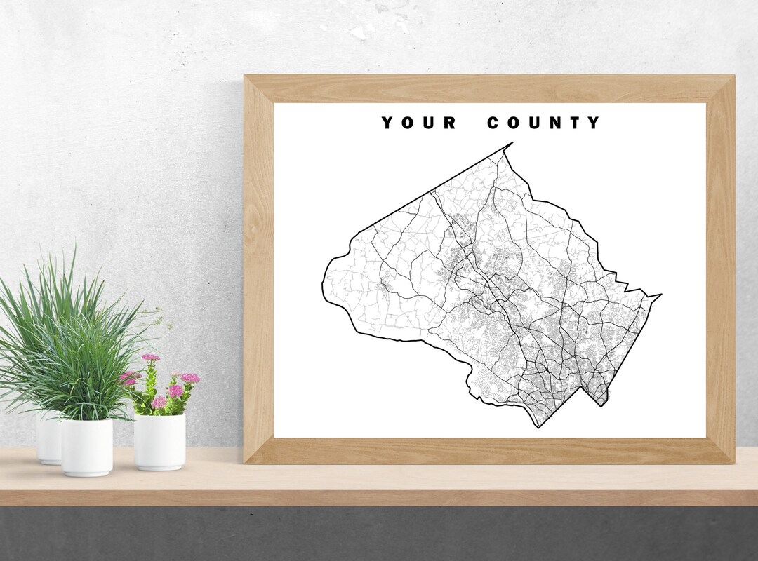 Custom County Road Map, Poster Map, Minimalist Map Print - Etsy
