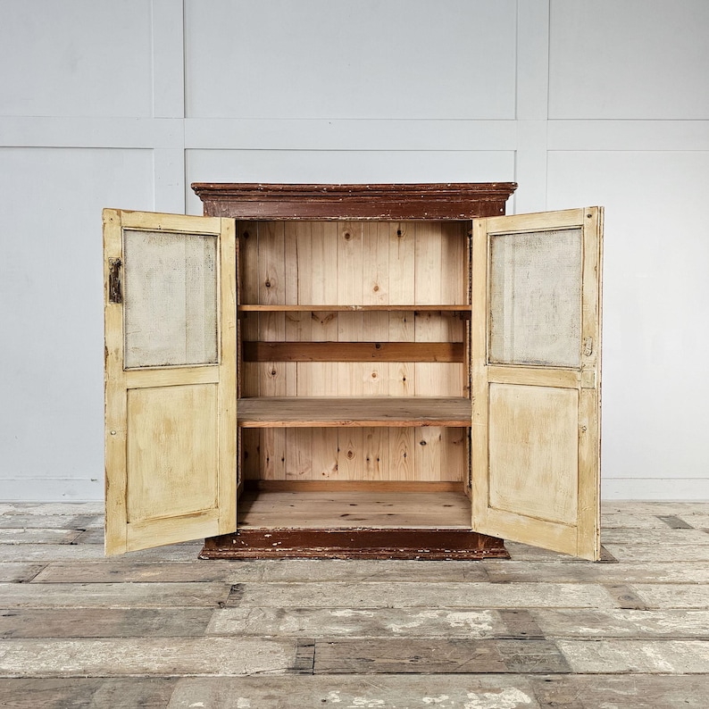 Rustic Pine Food Safe Antique Pine Kitchen Cupboard With Mesh Sides ...