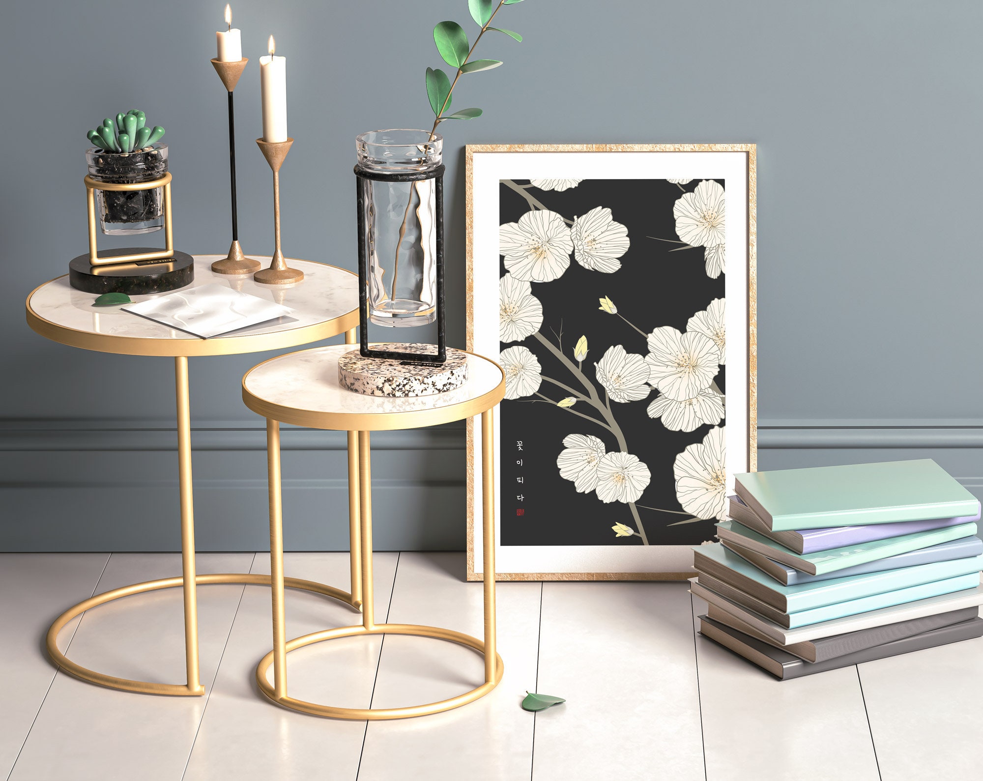 Flower Printable Wall Art Oriental Painting Hangul Wall Decor | Etsy