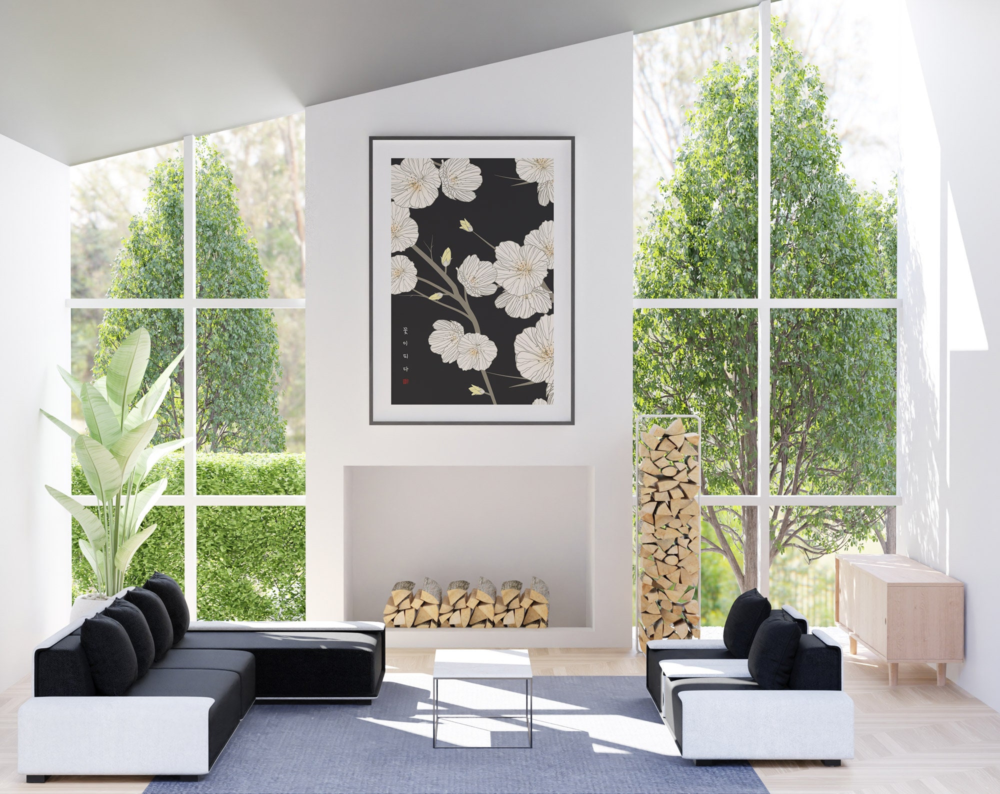 Flower Printable Wall Art Oriental Painting Hangul Wall Decor | Etsy