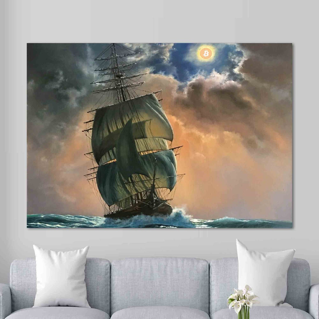 Wall Art Ship Canvas Pirate Ship Painting Rowing Boat Wall - Etsy