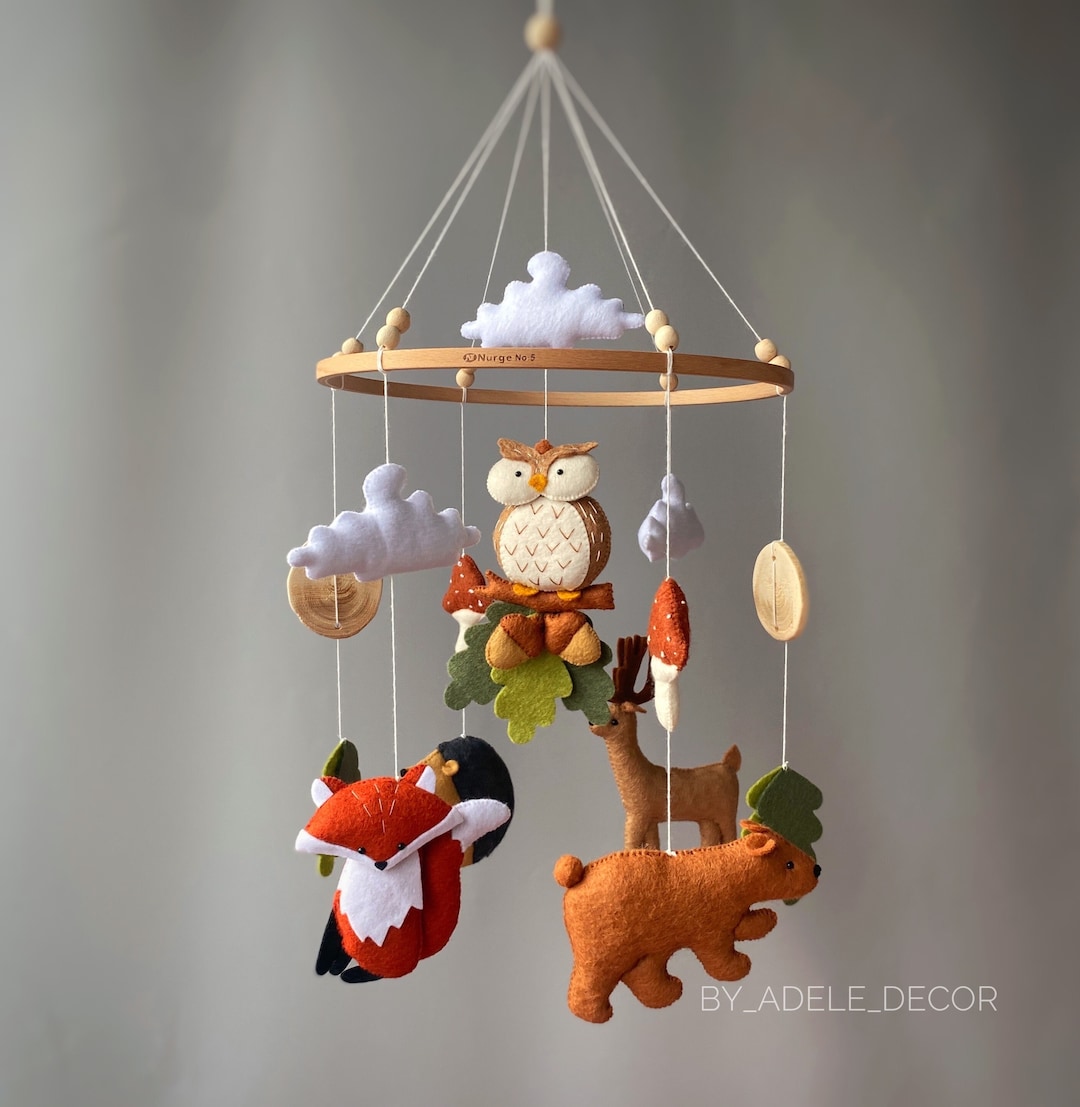 Baby Mobile Woodland Boy and Girl , Bear Baby Mobile, Woodland Animal ...