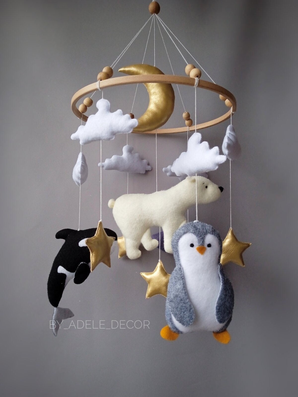 Arctic Baby Mobile - Crib Cot Mobile - White Mobile ARCTIC Animals ...