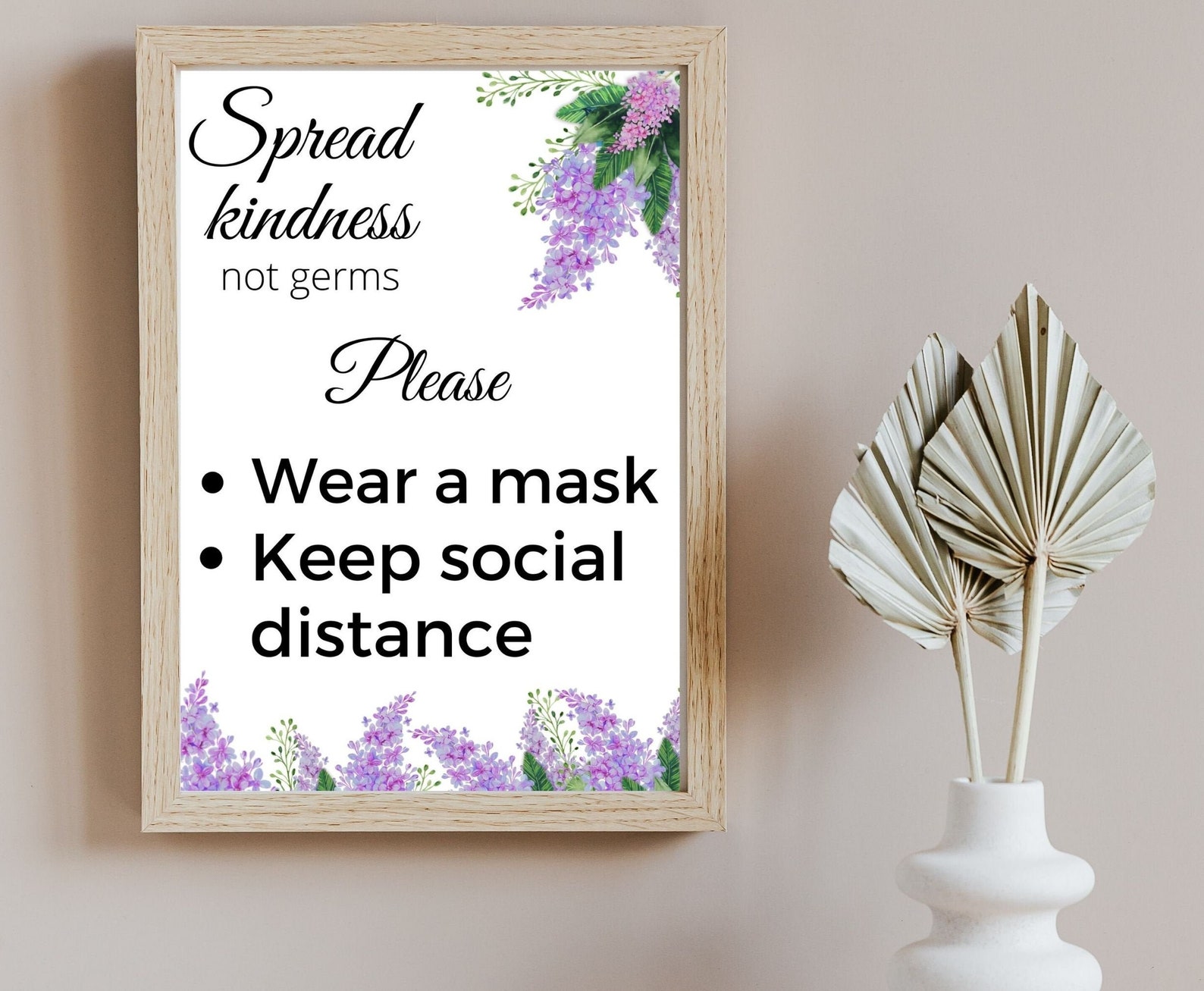Covid 19 Printable Spread Kindness not Germs. Wear a | Etsy