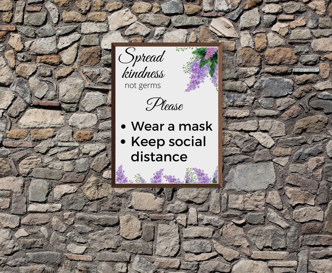 Covid 19 Printable Spread Kindness not Germs. Wear a | Etsy