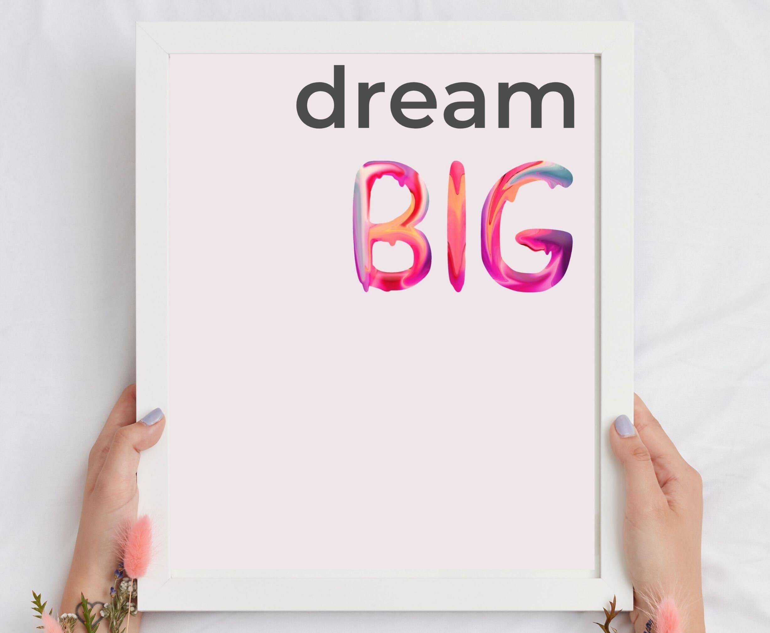 Printable Set of 2 Dream Big Work Hard, Typography Wall Art Decor ...