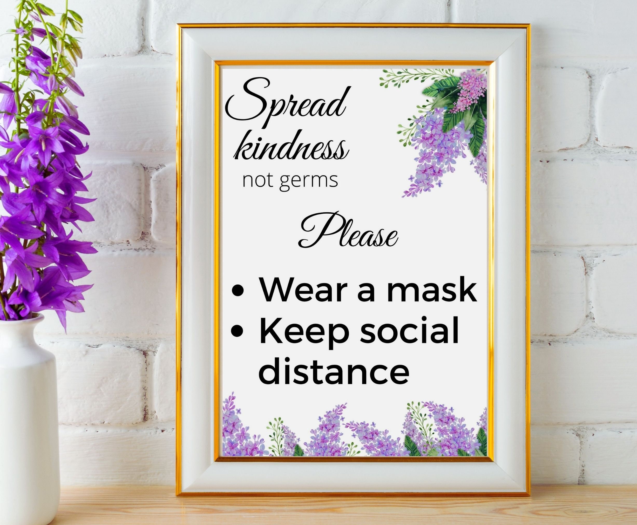 Covid 19 Printable Spread Kindness not Germs. Wear a | Etsy