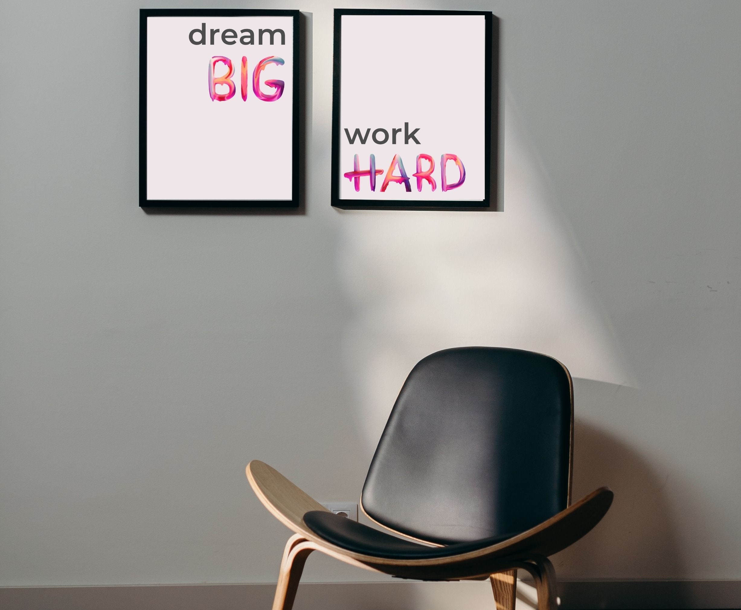 Printable Set of 2 Dream Big Work Hard, Typography Wall Art Decor ...
