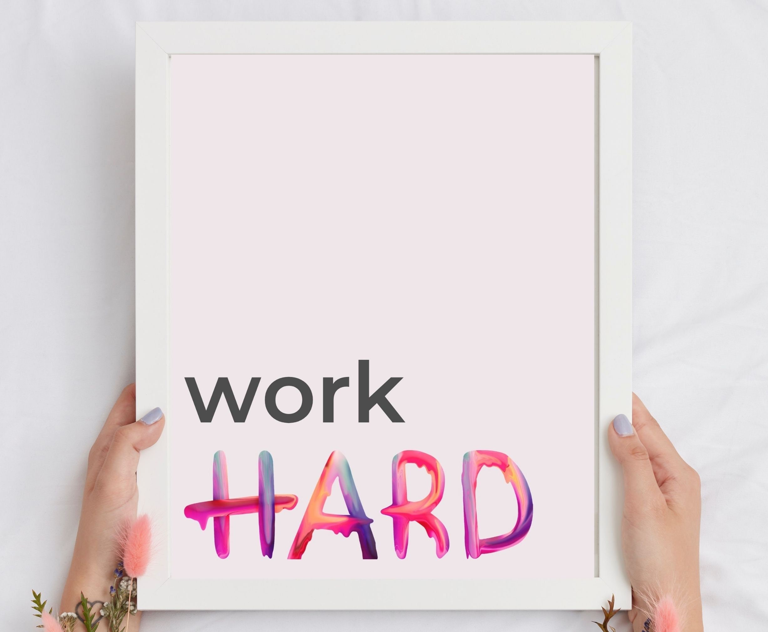 Printable Set of 2 Dream Big Work Hard, Typography Wall Art Decor ...