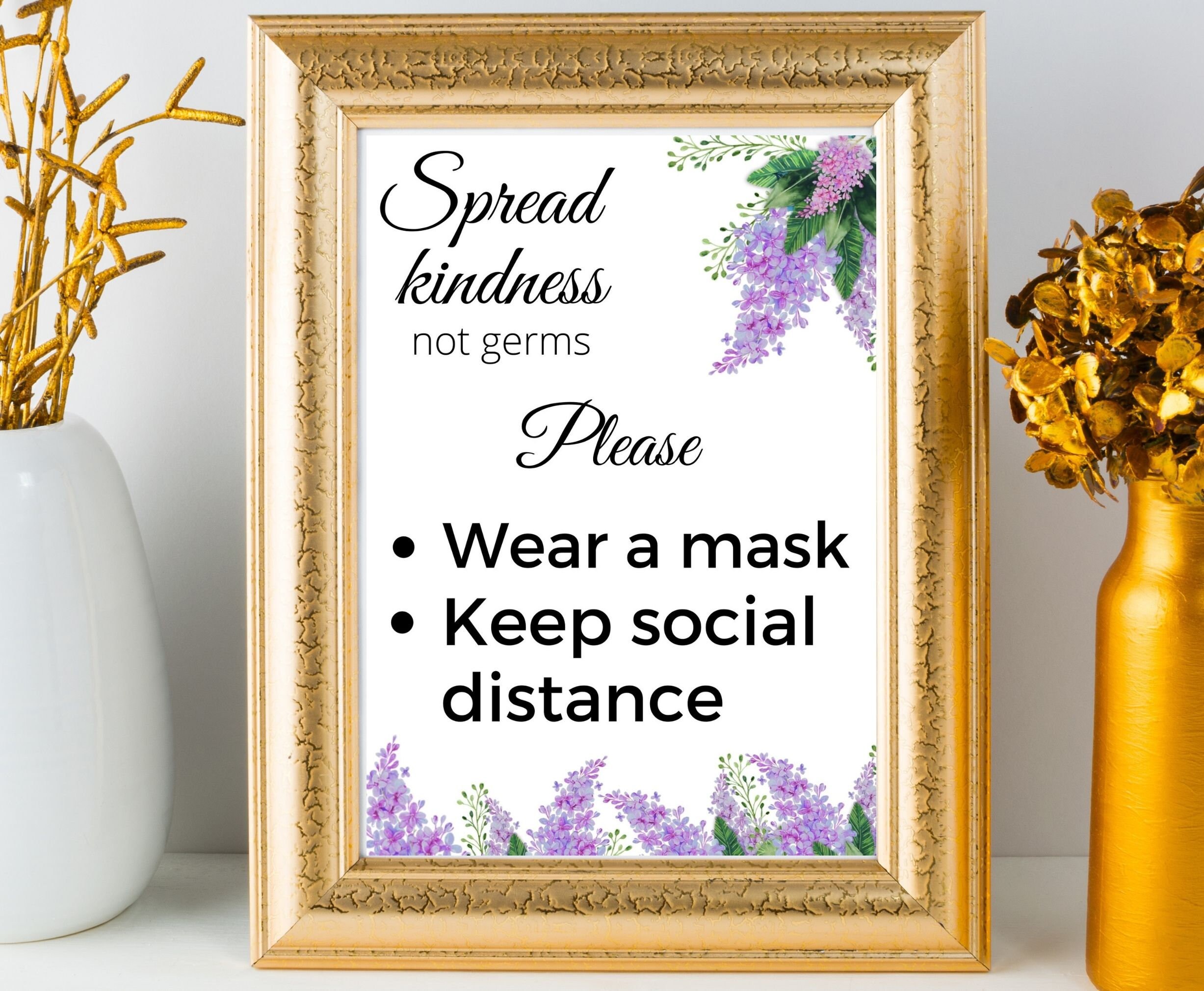 Covid 19 Printable Spread Kindness not Germs. Wear a | Etsy