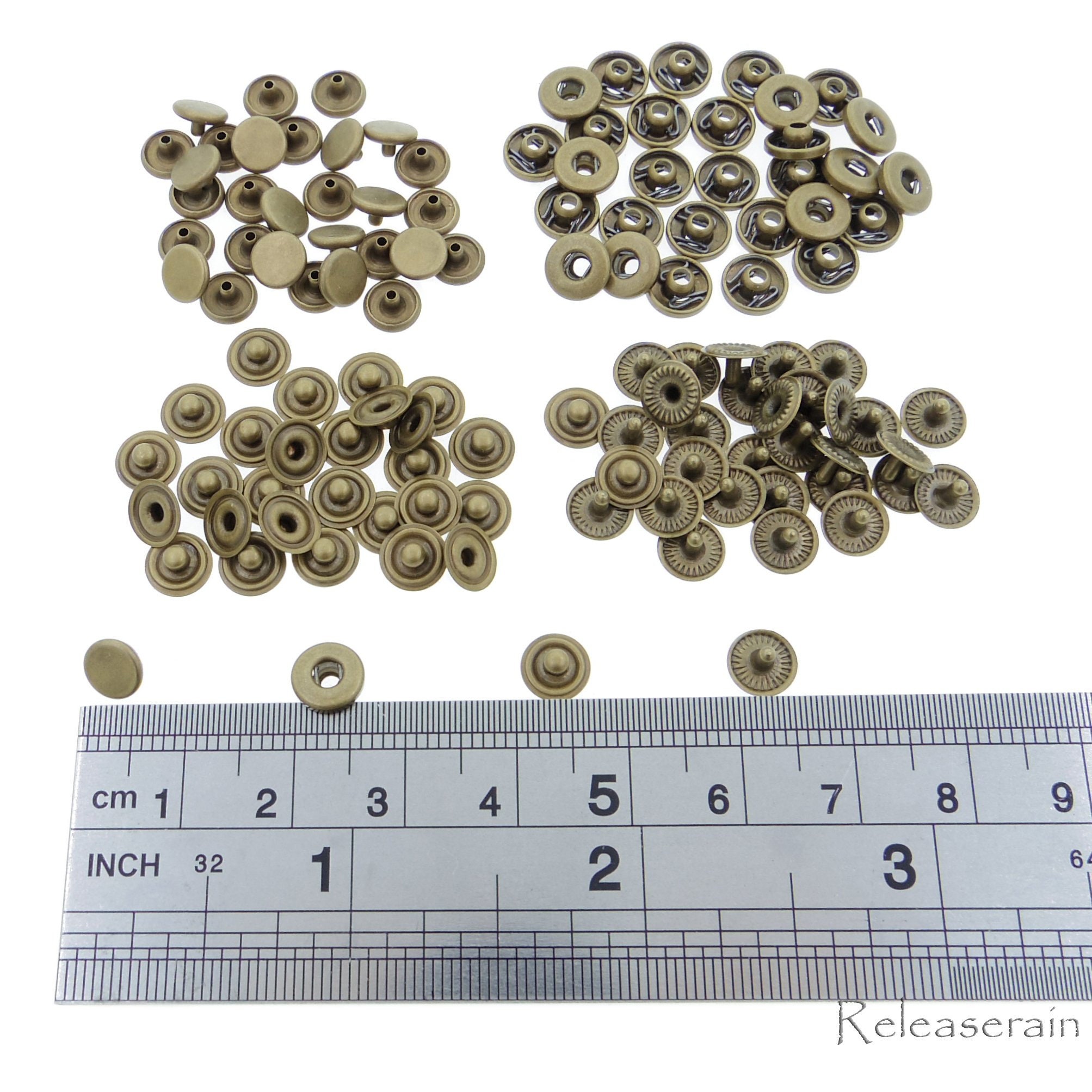 6mm Brass S-spring Press Studs Popper Snap Fasteners Buttons Sets for ...