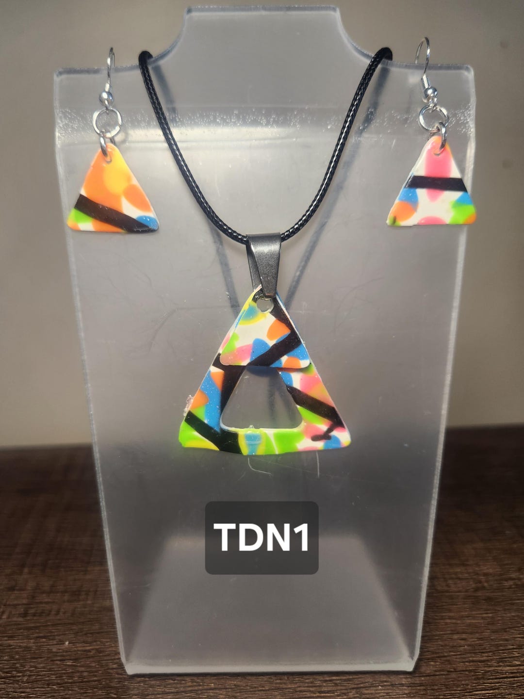 Rainbow Tie Dye and Neon Polymer Clay Earring and Necklace Set - Etsy