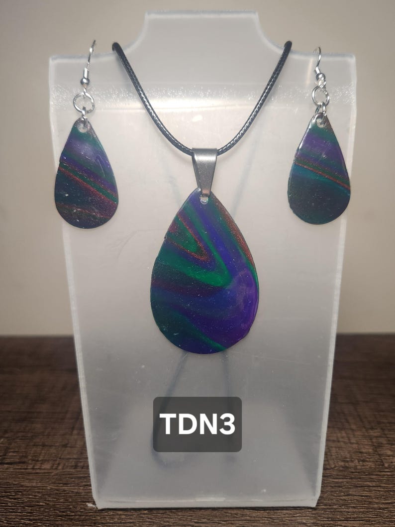 Rainbow Tie Dye and Neon Polymer Clay Earring and Necklace Set - Etsy
