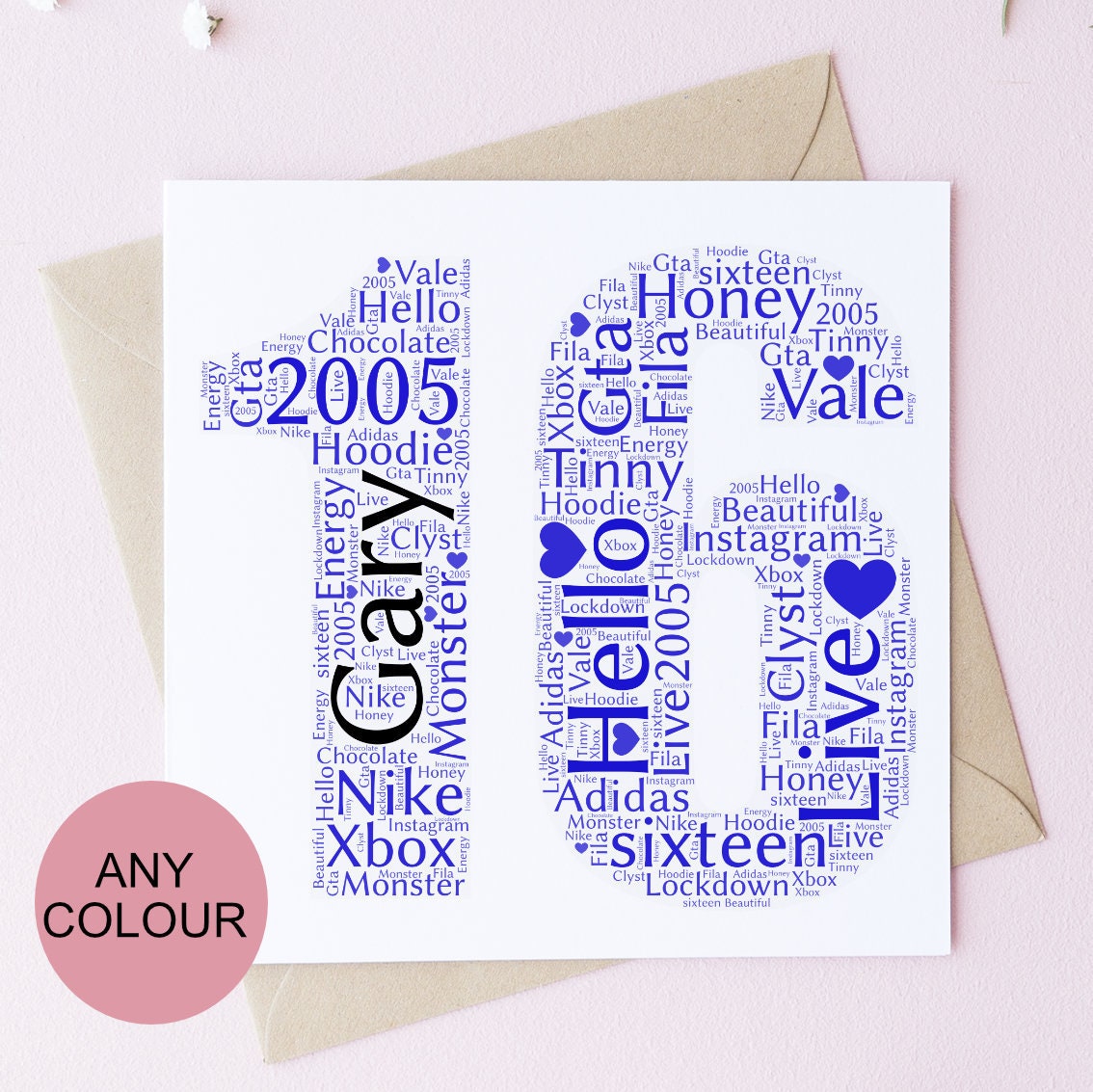 Personalised Custom 16th Birthday Card Word Art For Her For | Etsy