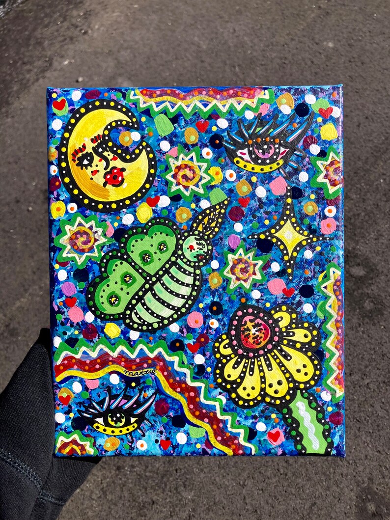 Rainbow Painting Funky Wall Art Home Decor Dorm Decor - Etsy