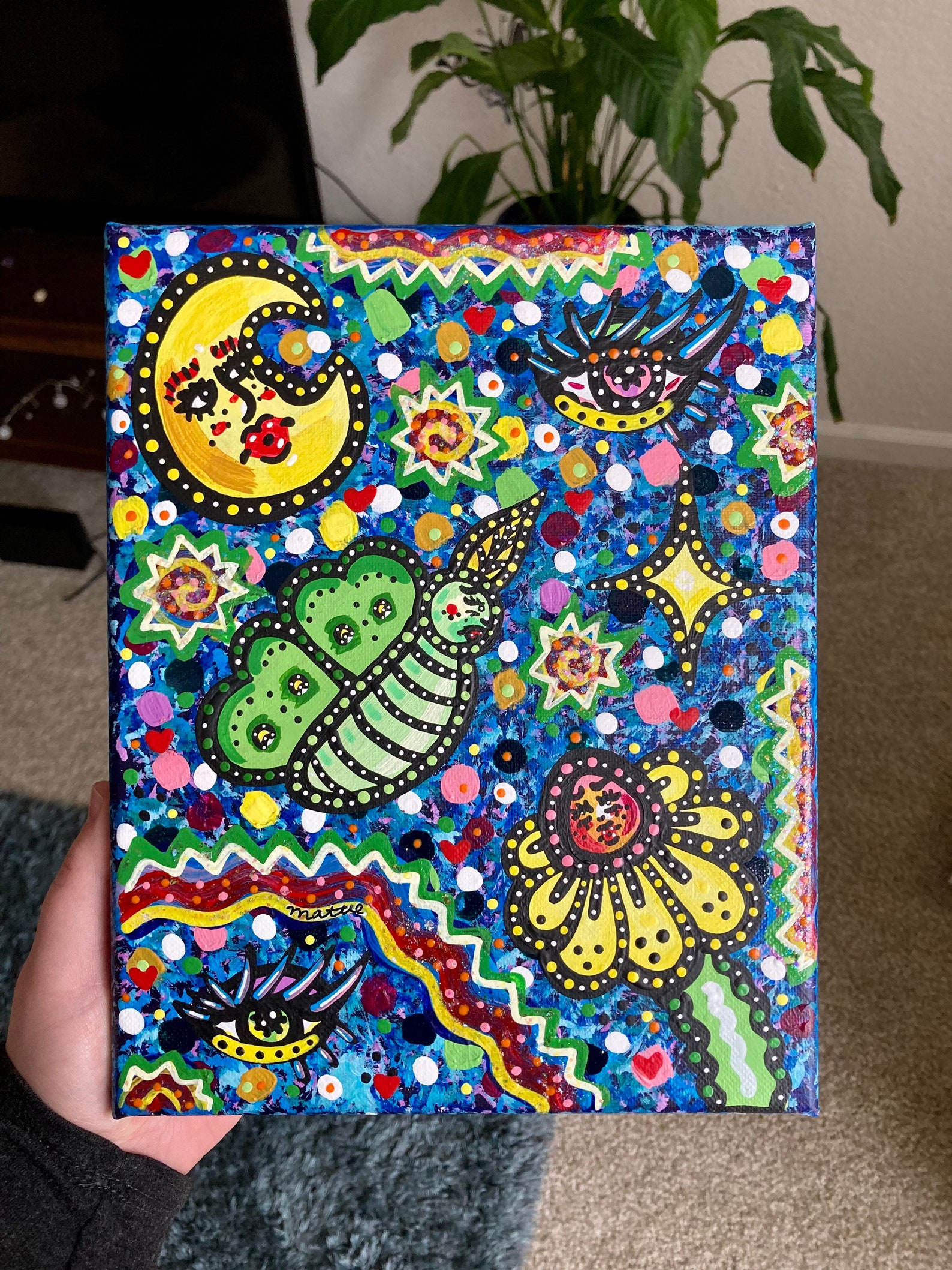 Rainbow Painting Funky Wall Art Home Decor Dorm Decor - Etsy