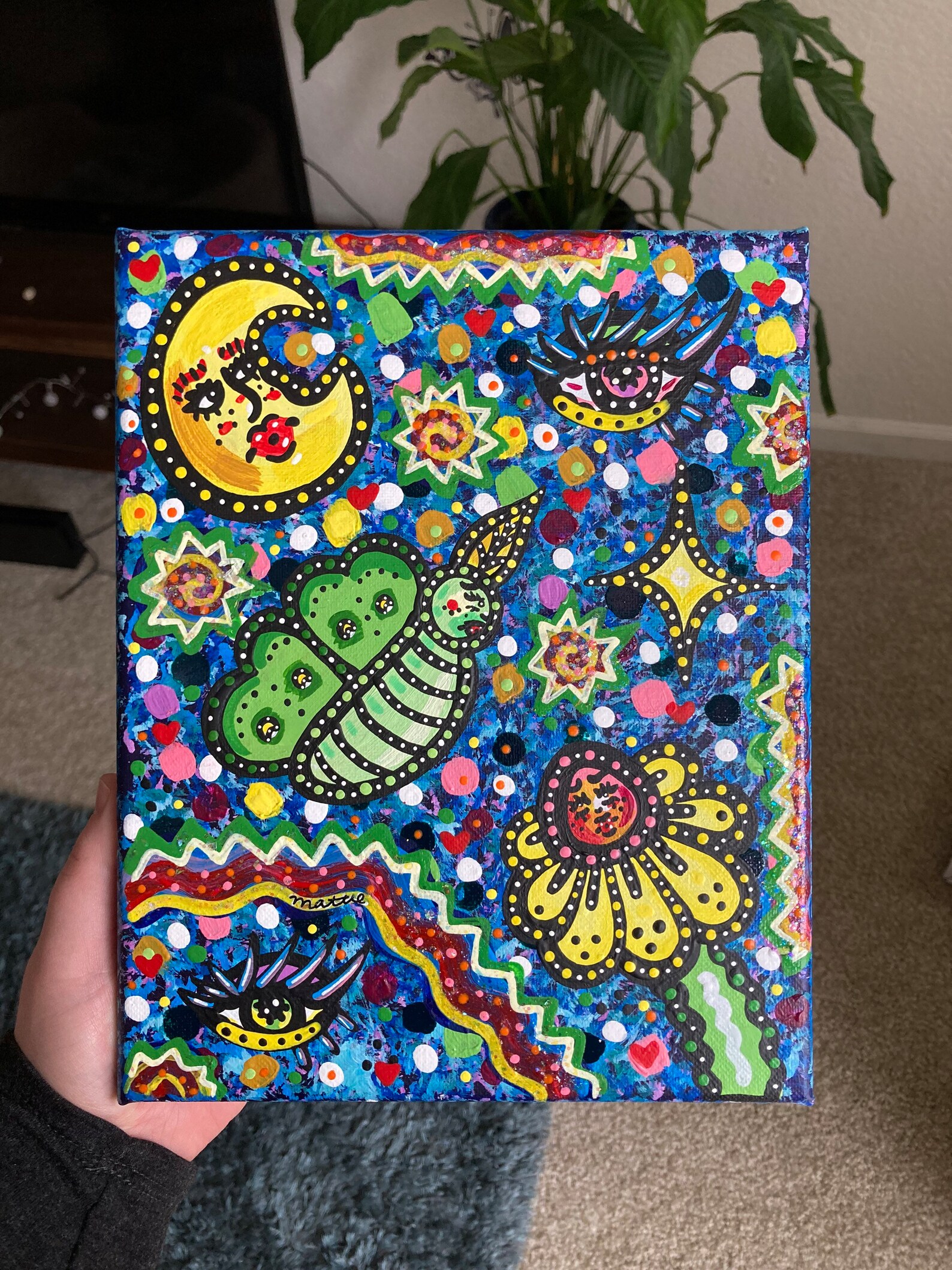 Rainbow Painting Funky Wall Art Home Decor Dorm Decor - Etsy