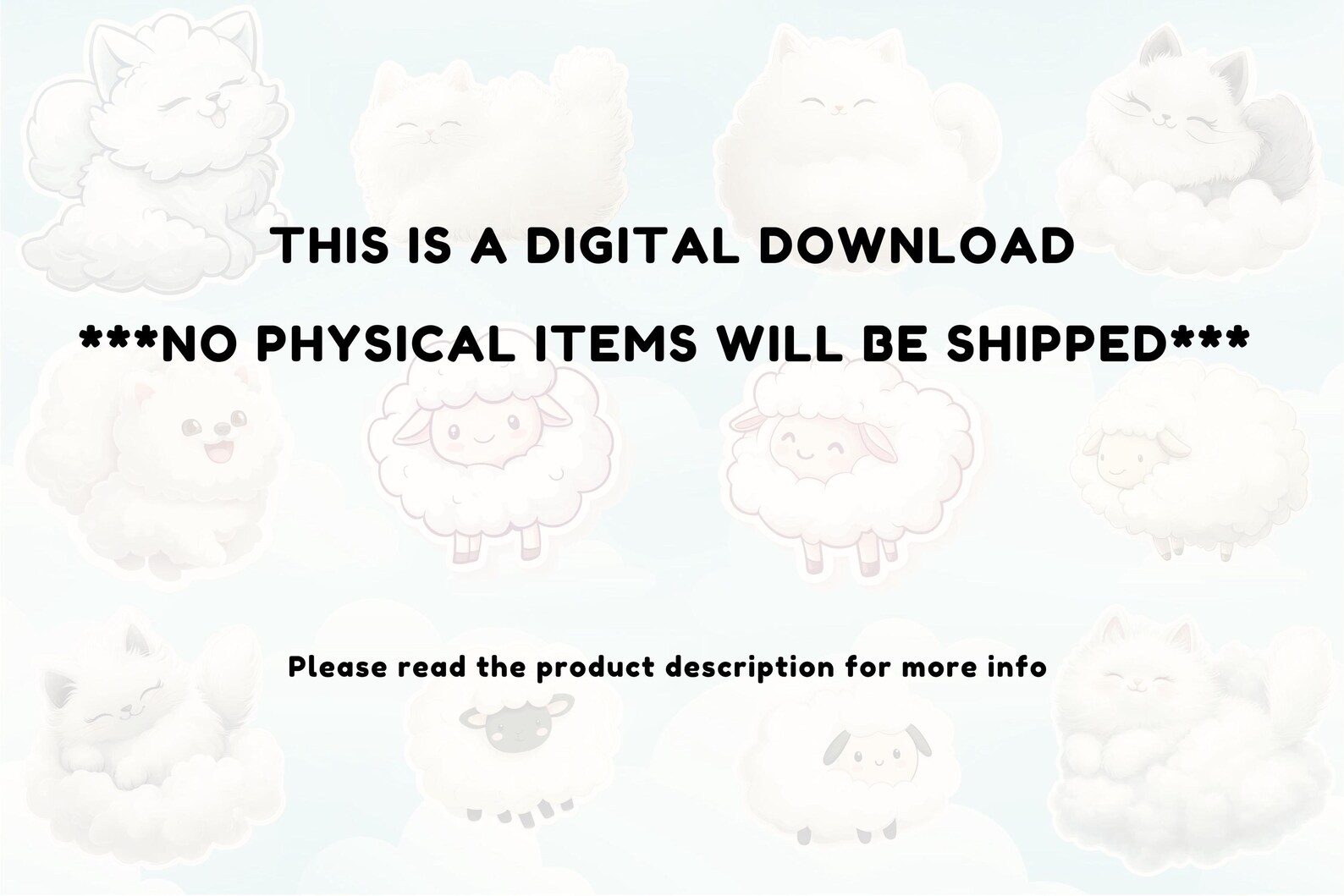 A Fluffy Cloud Animal Cute Sticker Sheet Template – Kawaii Clipart ...