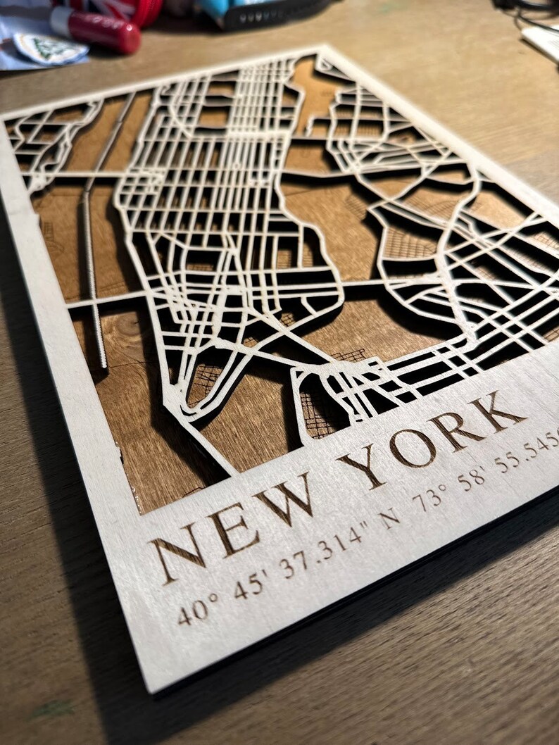 Laser-cut 3D Wooden Topographic Map of Any City, Perfect as a Gift. - Etsy