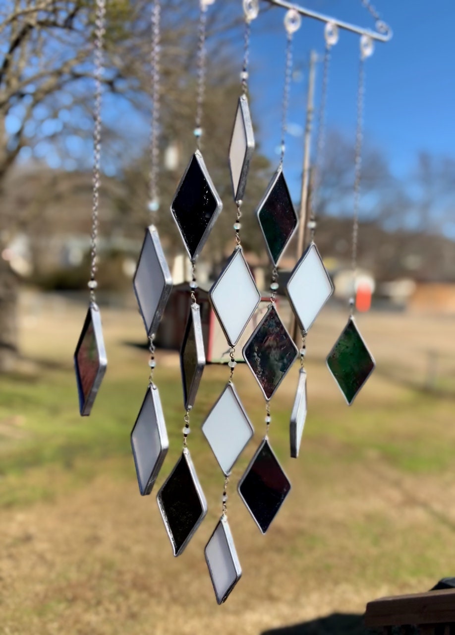 Handcrafted Stained Glass Diamond Mobile - Etsy