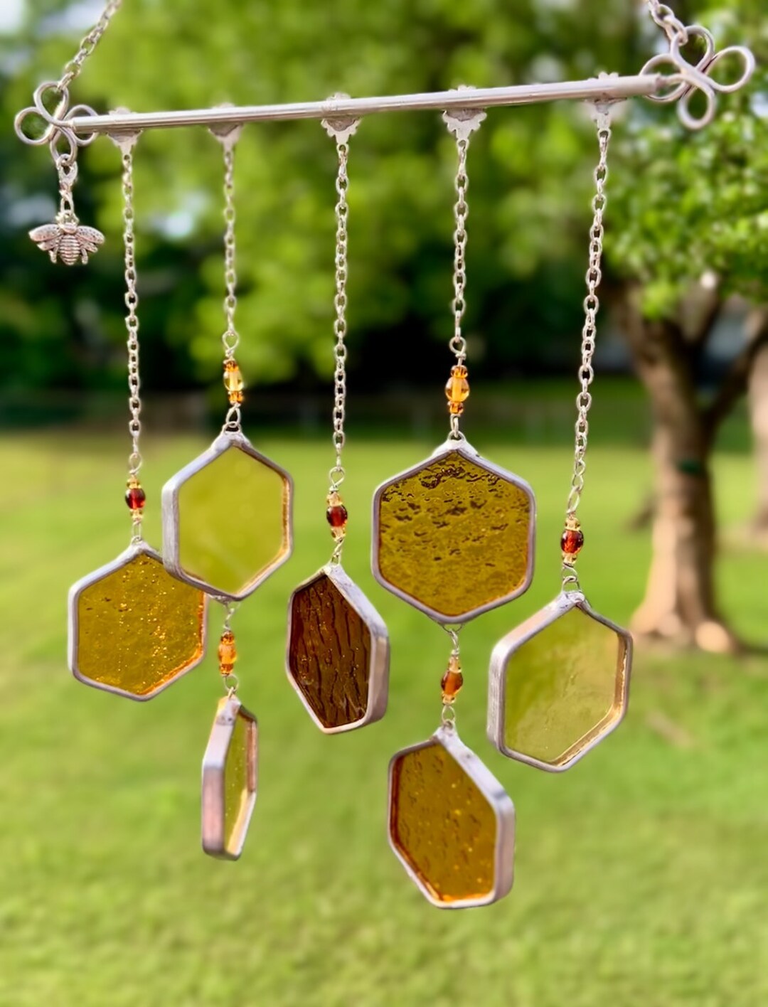 Handcrafted Honeycomb Stained Glass Mobile - Etsy