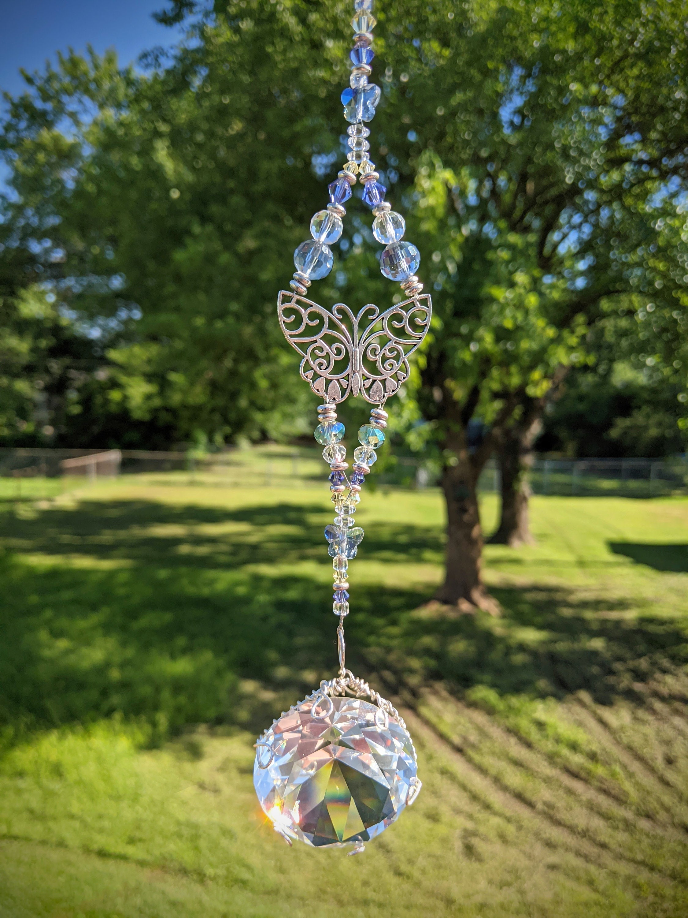 Crystal Diamond and Butterfly Sun Catcher - Etsy UK