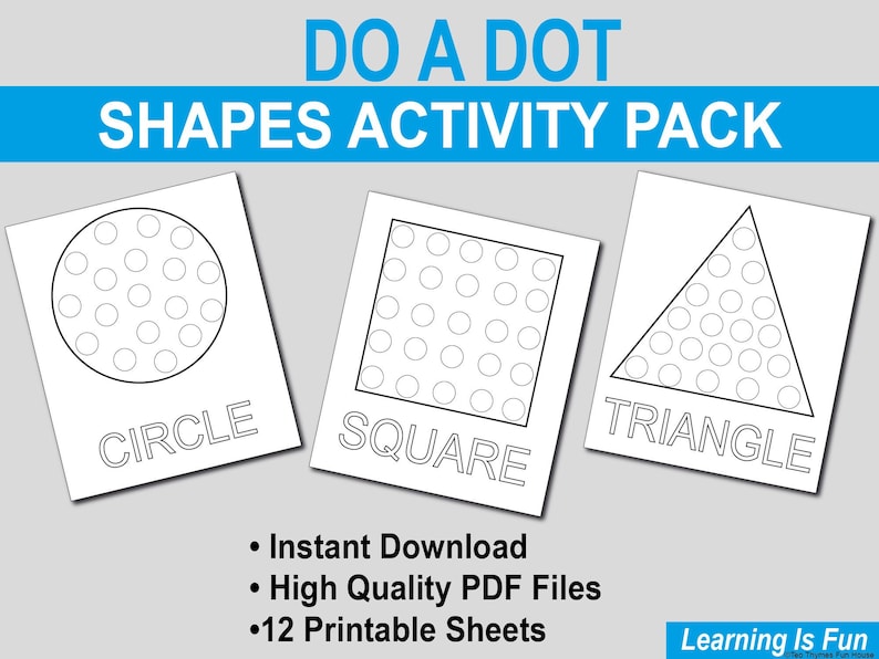 Do A Dot Shapes Printables. Toddler Coloring (instant Download). - Etsy