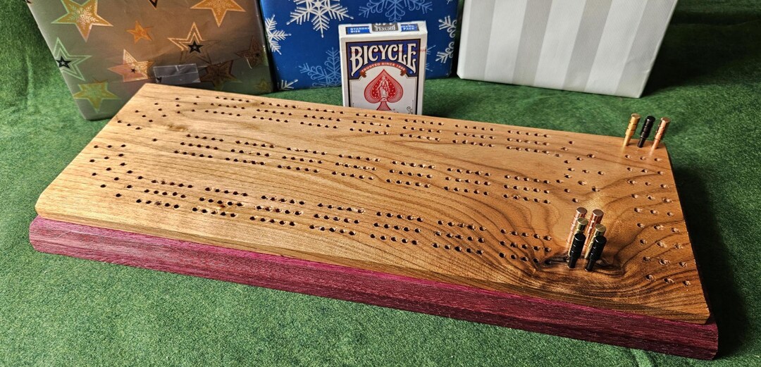 Large 3 Player Continuous Track Cribbage Board With Hidden Peg and Card ...