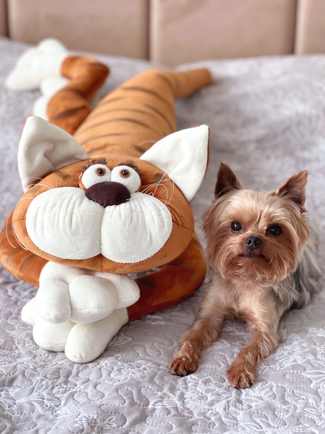 Giant Velour Plush Ginger Cat. Huge Handmade Plush Cat Home Decoration ...
