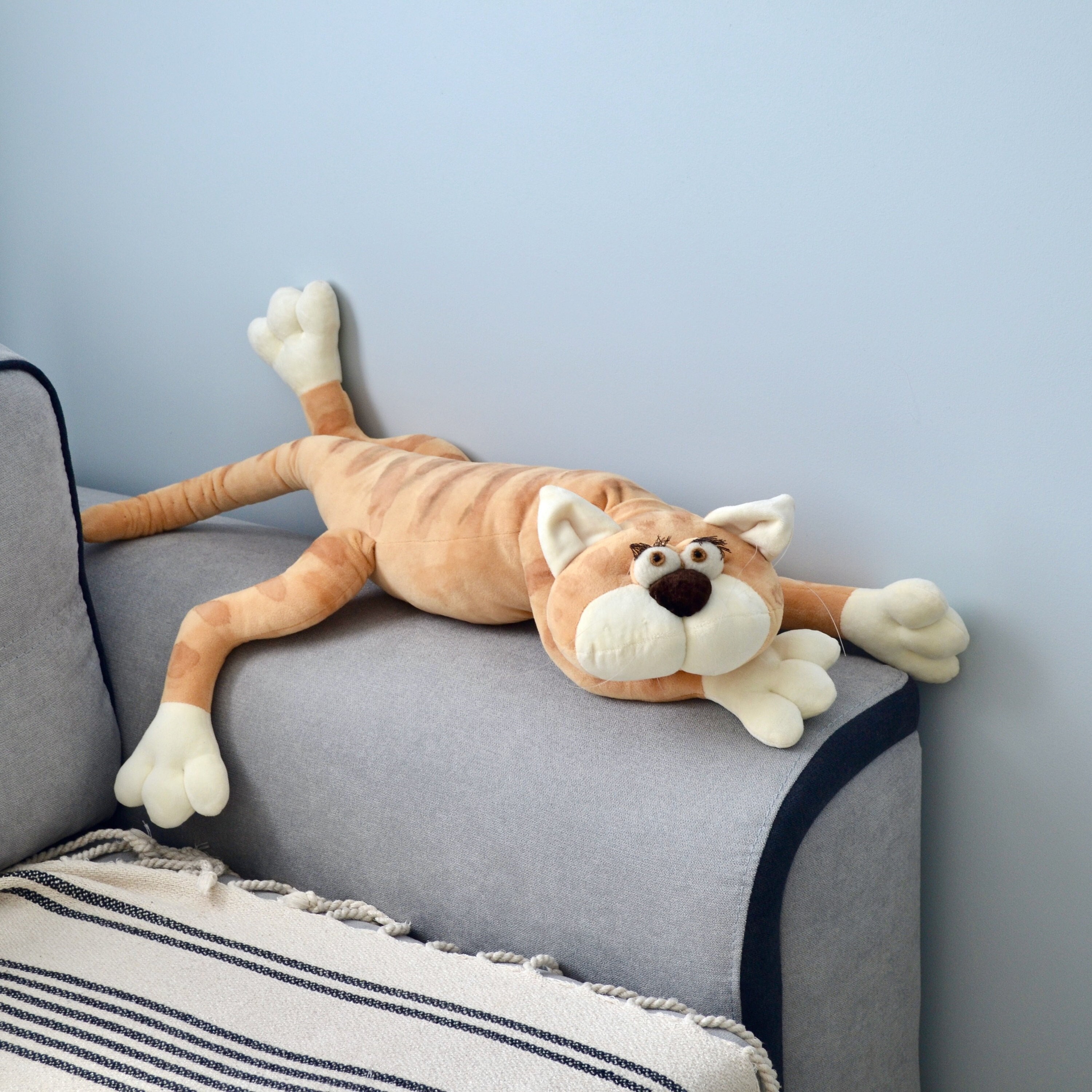 Giant Velour Plush Ginger Cat. Huge Handmade Plush Cat Home Decoration ...