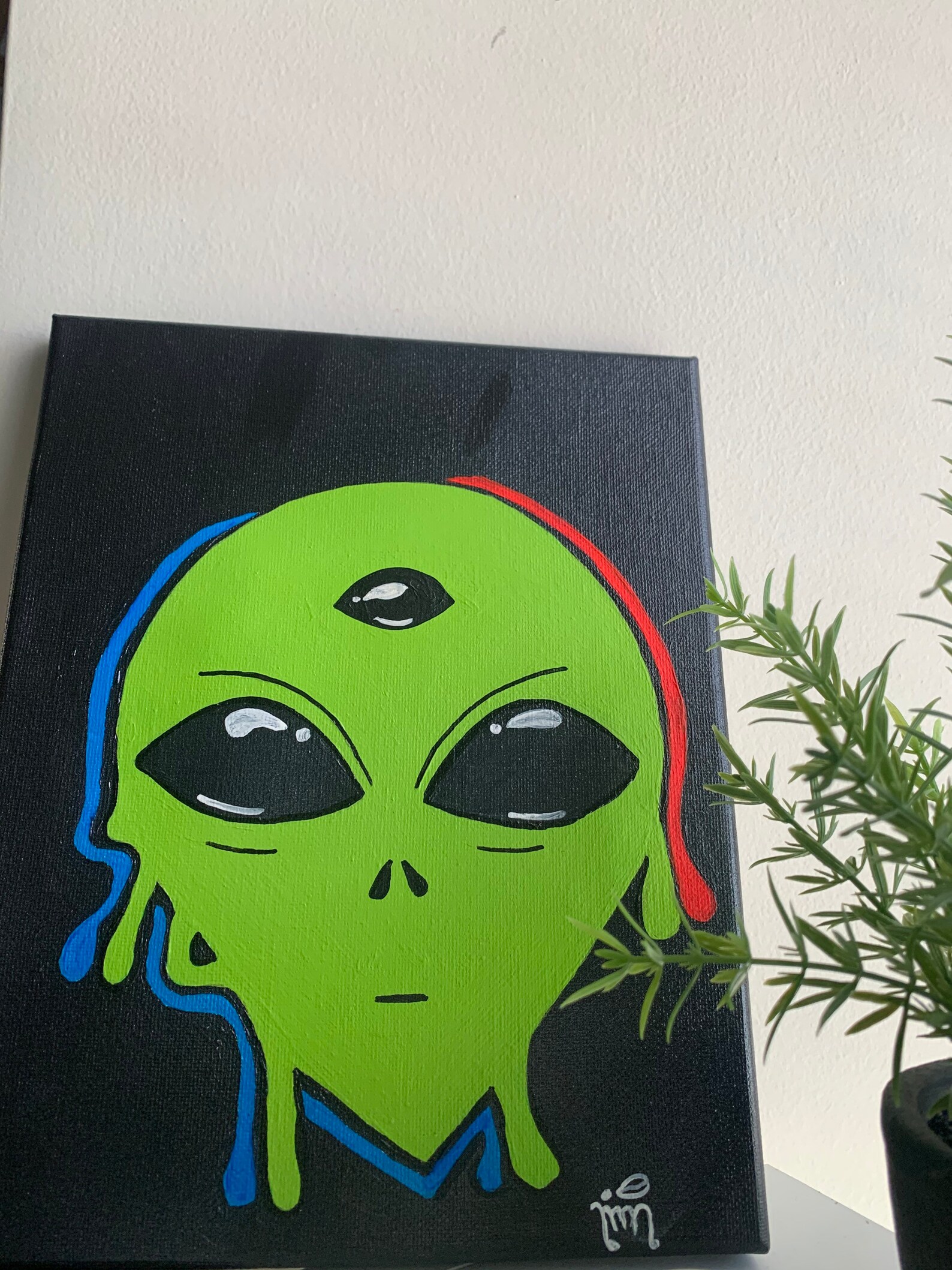 Neon Alien Acrylic Painting | Etsy